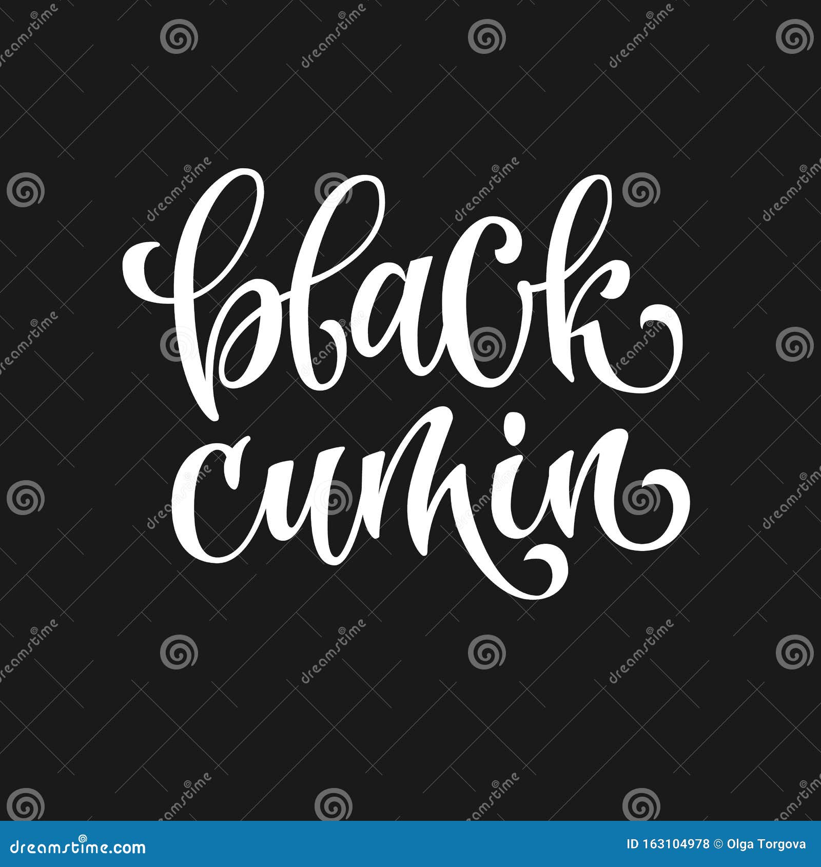 Black Cumin - White Colored Hand Drawn Spice Label. Stock Vector ...