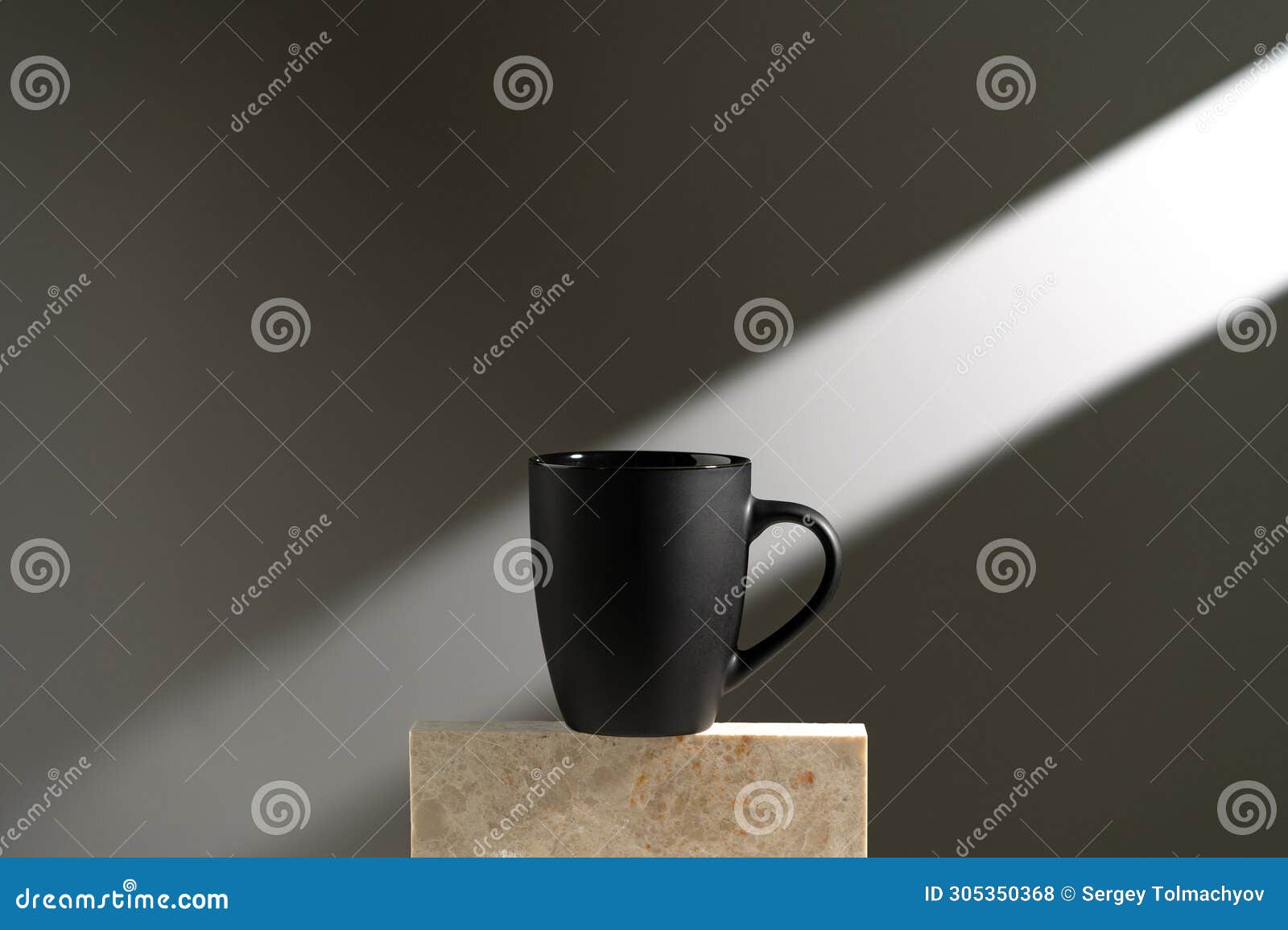 Black Cup Shadow Sun Light Against Gray Background Mock Up Stock Photo ...