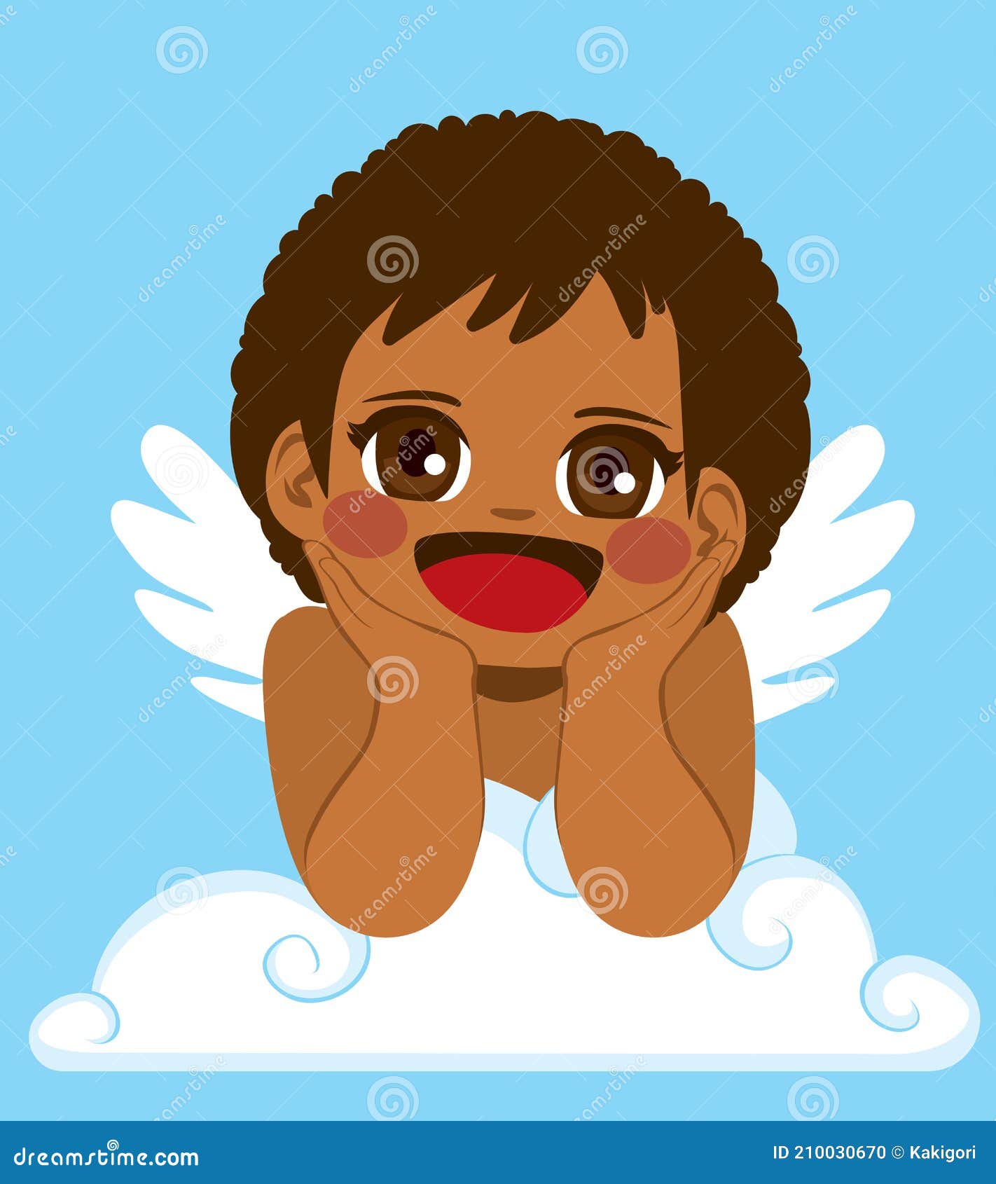 Black Cupid Smiling on Cloud Stock Vector - Illustration of cupid ...
