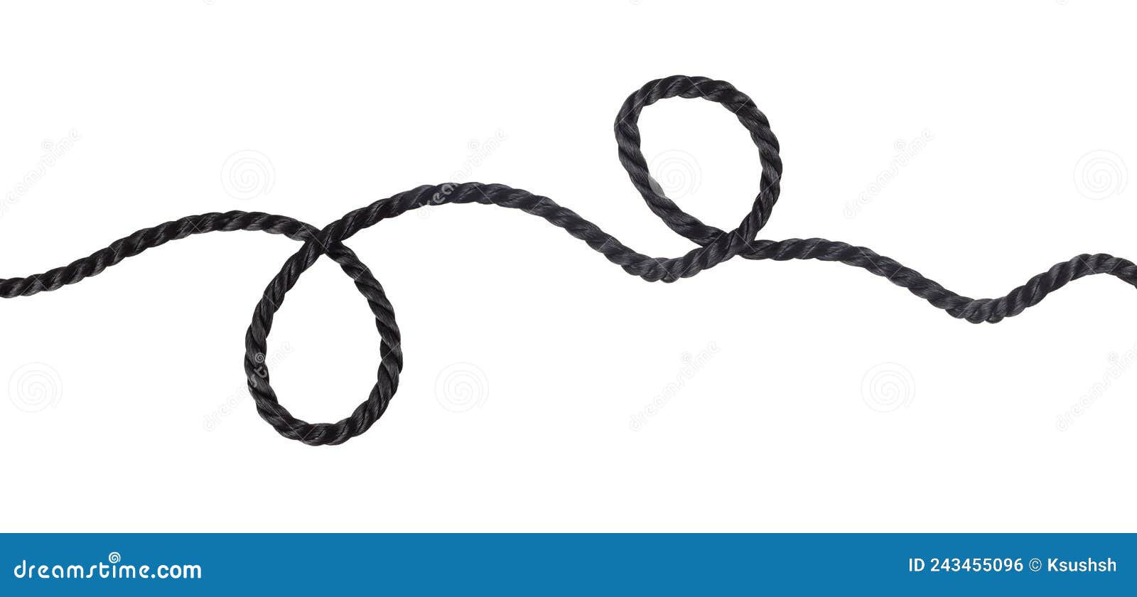 Black curled rope isolated stock photo. Image of closeup - 243455096