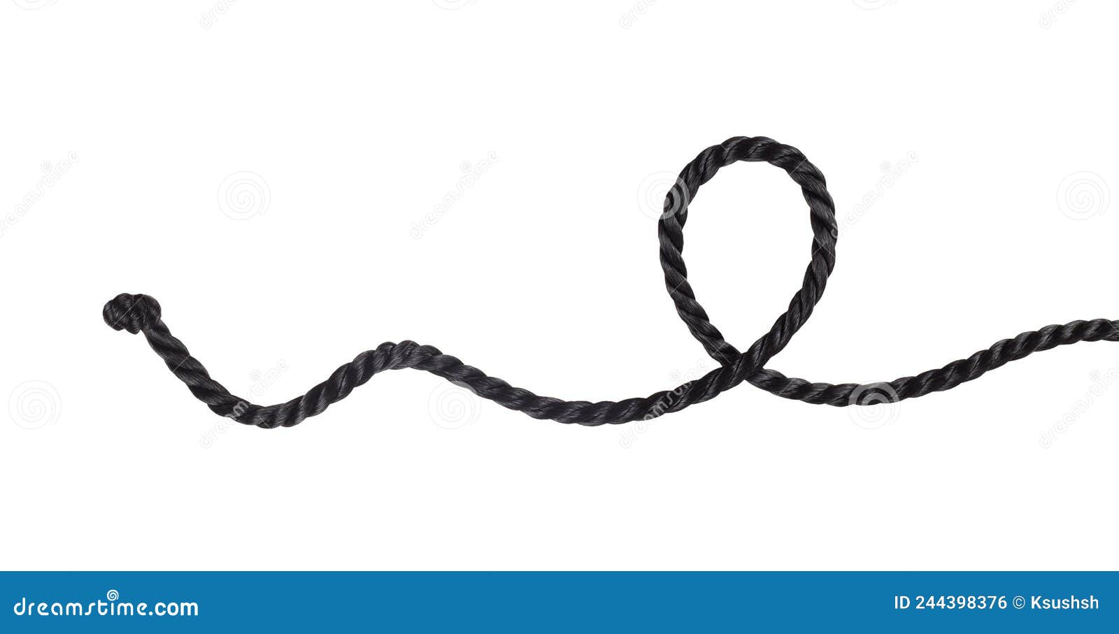 Black curled rope isolated stock photo. Image of twisted - 244398376