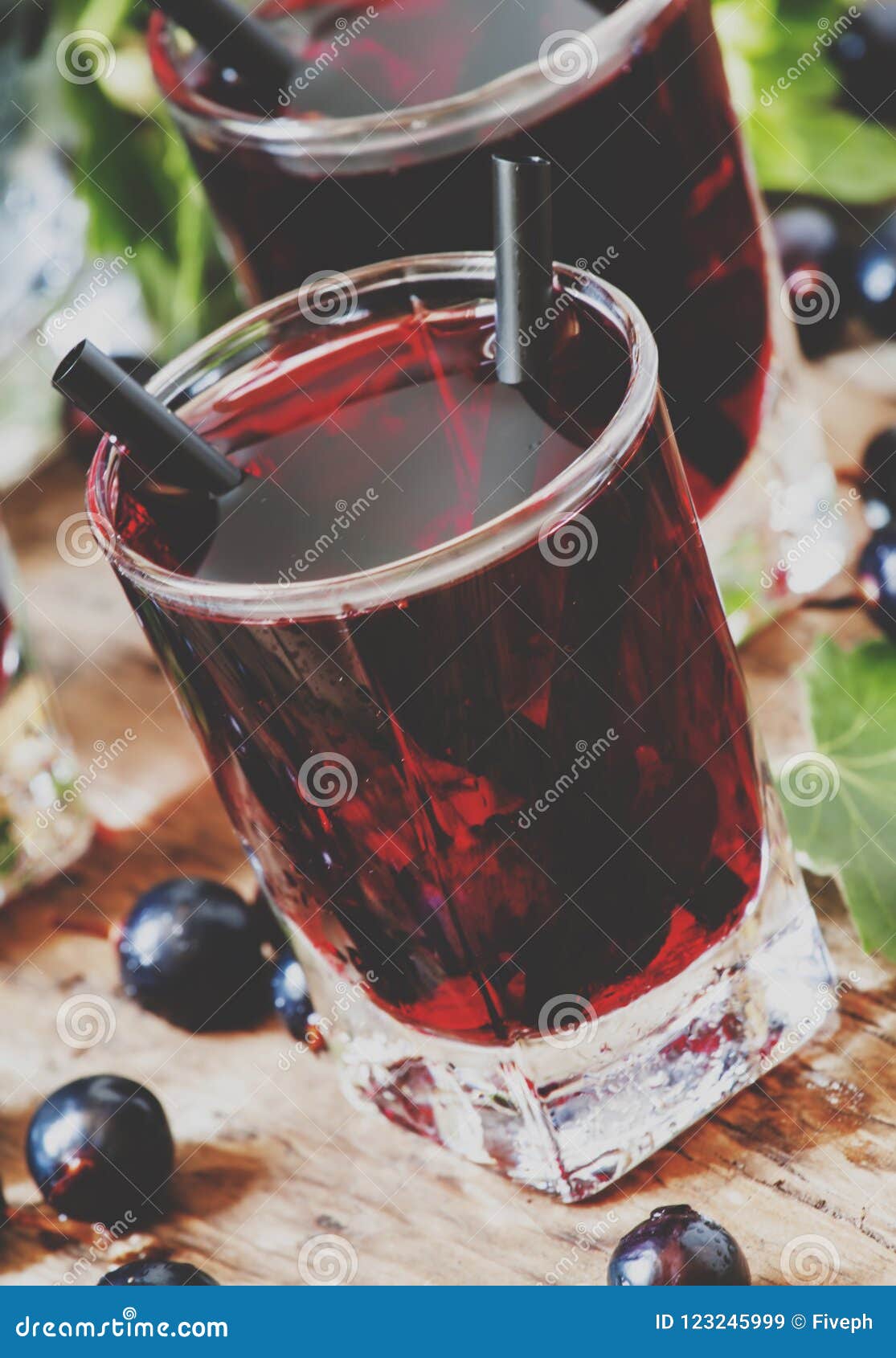 Black Currant Cocktail with Berries, Selective Focus and Toned I Stock ...