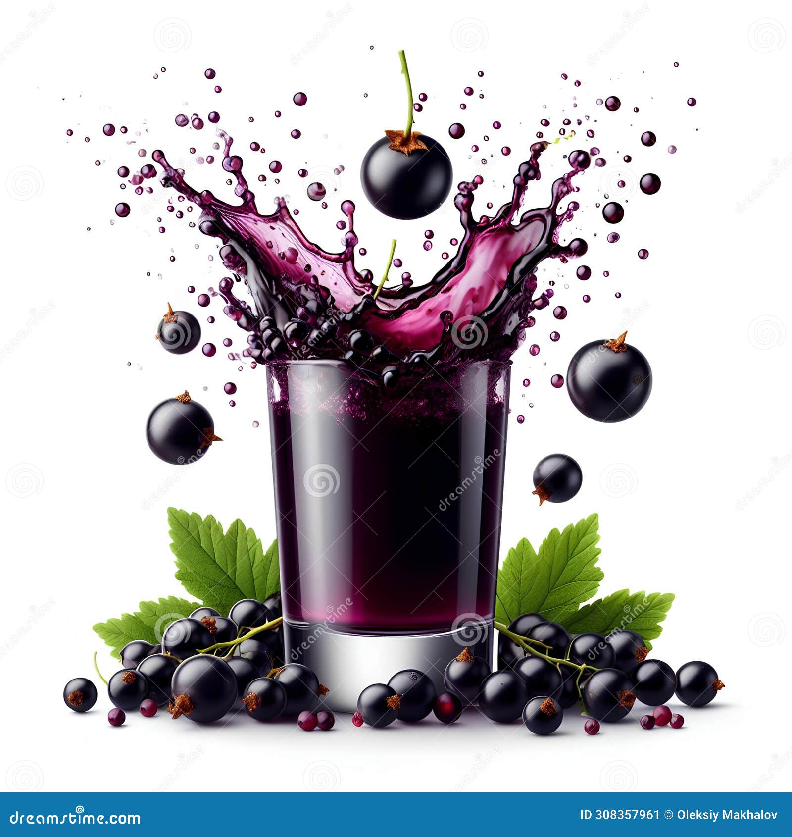 Black Currant Falling into a Glass of Currant Juice Beautiful Splash of ...