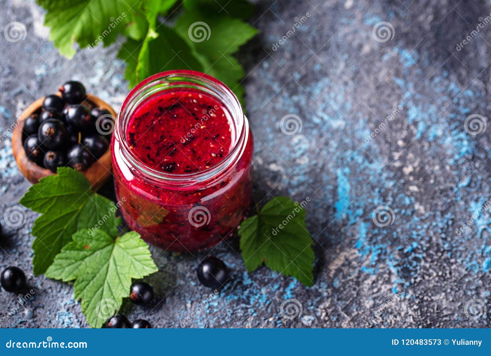 Black currant jam in jar stock image. Image of ripe - 120483573