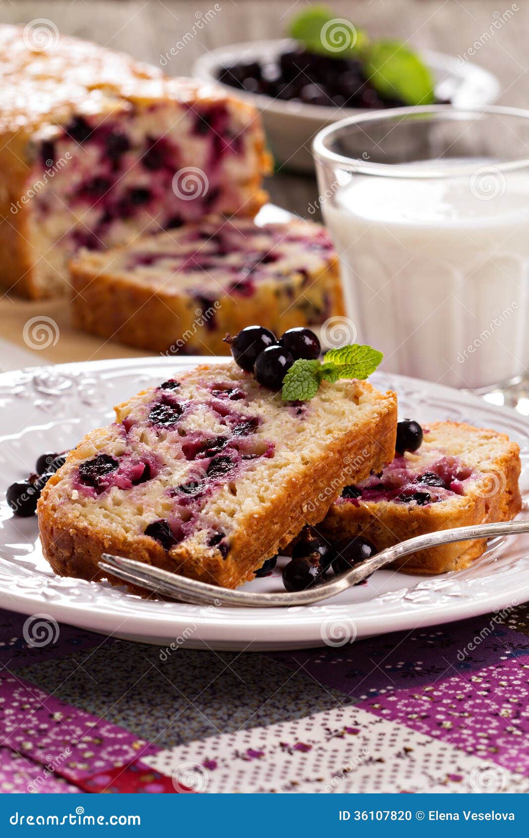 Black currant loaf cake stock photo. Image of currants - 36107820