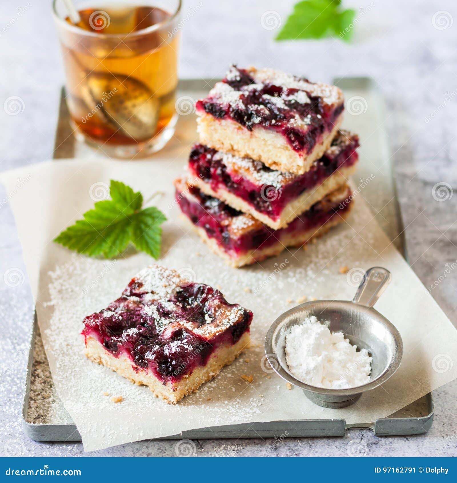 Black Currant Slice with a Glass of Tea Stock Image - Image of piece ...