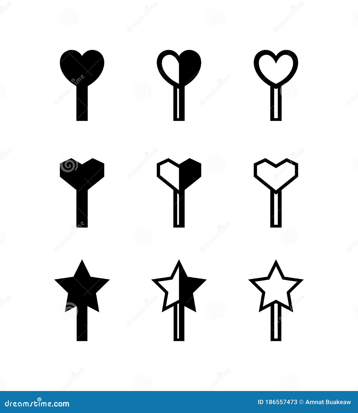 Black Cursor with Heart and Star Simple Shape Isolated on White, Cursor ...