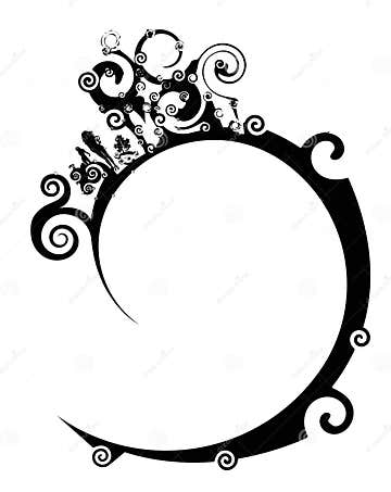 Black Curve and Flower Pattern Stock Illustration - Illustration of ...