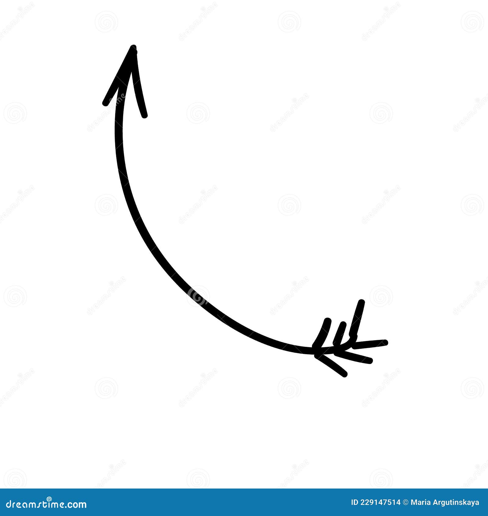 Black Curved Arrow. Doodle Vector Element. Dodle Element ...