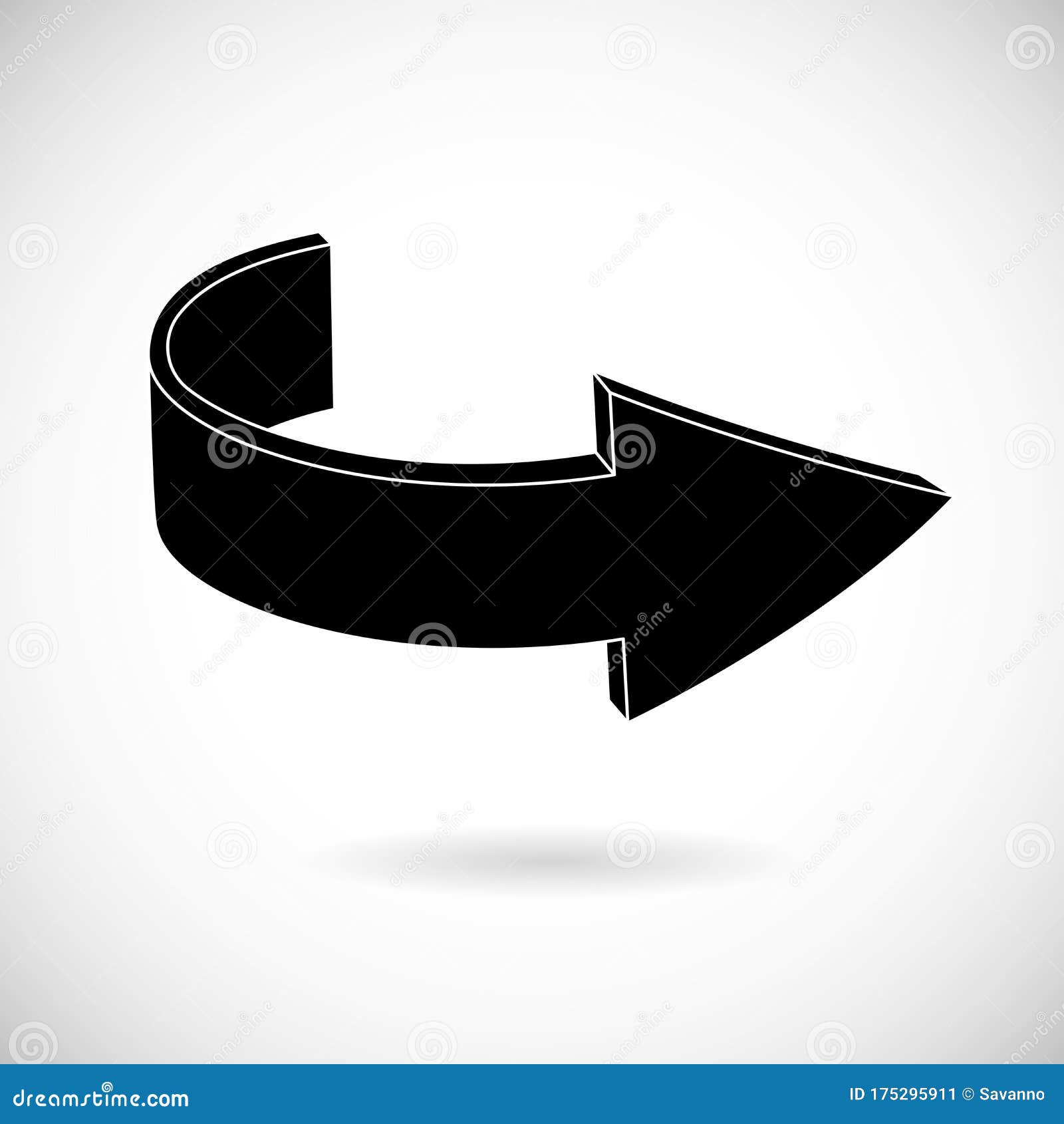 Black Curved Arrow. Flat Icon Stock Vector - Illustration of sign ...