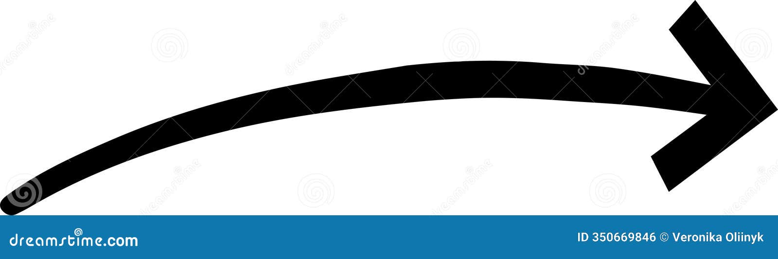 Black Curved Arrow Pointing Right Against a Clean White Background ...