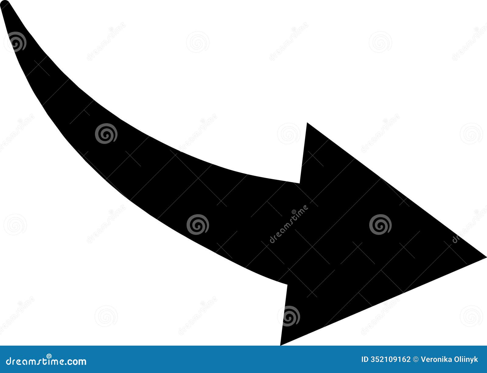 Black Curved Arrow Pointing Right, Isolated Against a White Background ...