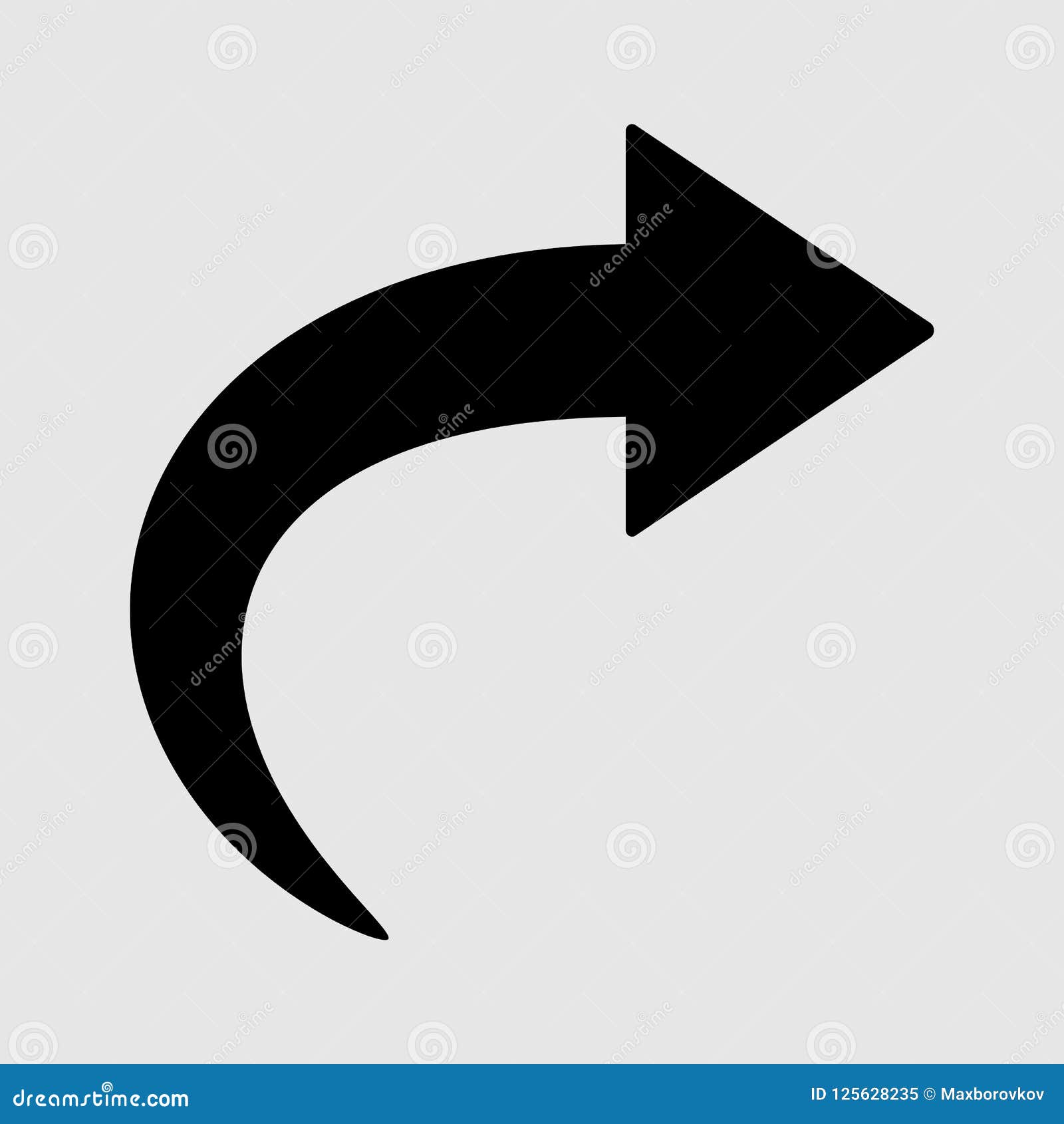 Black Curved Right Arrow Isolated on White. Stock Vector - Illustration ... Black Curved Right Arrow Isolated on White. Stock Vector - Illustration ...