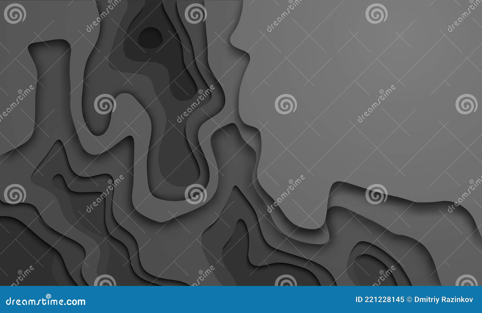 Black Cutout in Topographic Map Style. Black Paper Cut Background ...