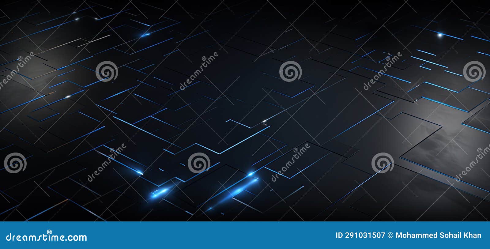 Black and Cyan Color Interlocking Glowing Tile Lines Technilogy ...