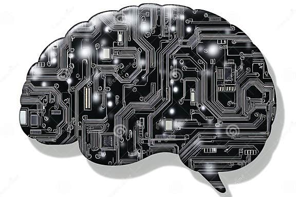 Black Cybernetic Brain Sleek Metallic Circuits Neural Implants ...