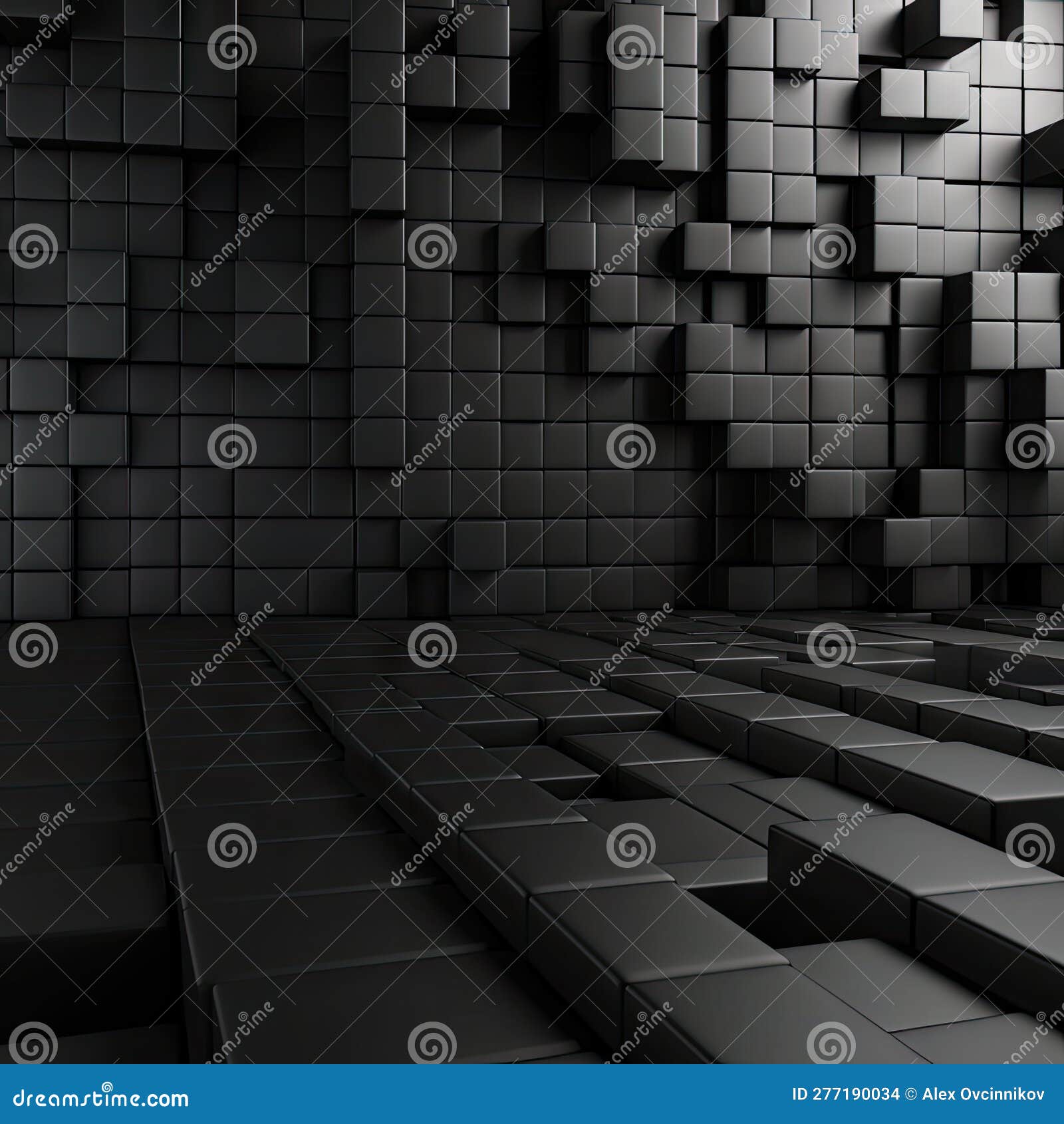 Black 3D Blocks Wall Background for Technology Designs. Stock ...