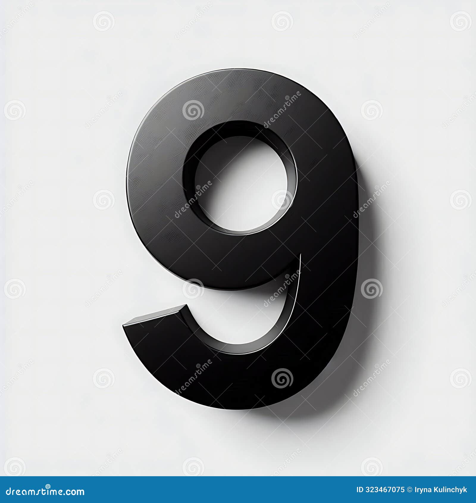 Black 3D Digit 9 Isolated on a White Background. Clean and Modern ...