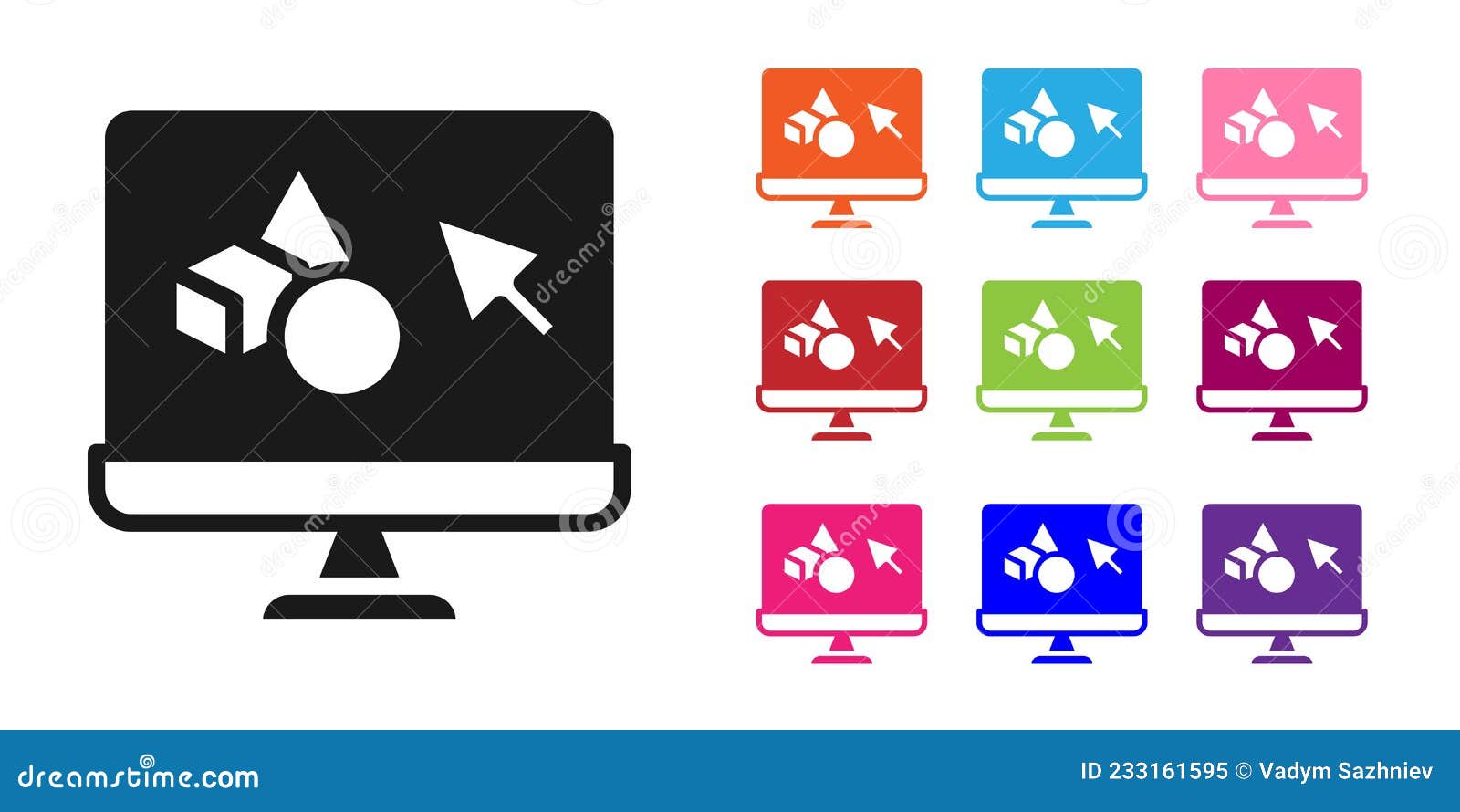 Black 3D Printer Software Icon Isolated on White Background. 3d ...