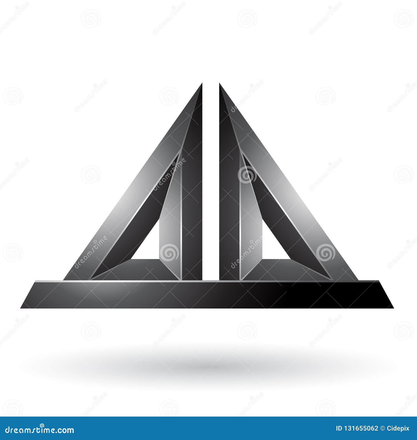 Black 3d Pyramidical Embossed Shape Isolated on a White Background ...