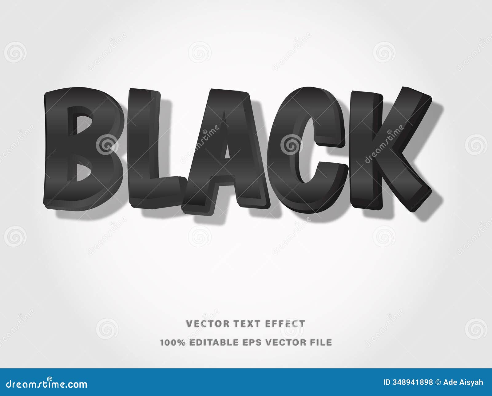 Black 3d Text Effect Editable Text Eps Stock Vector - Illustration of ...