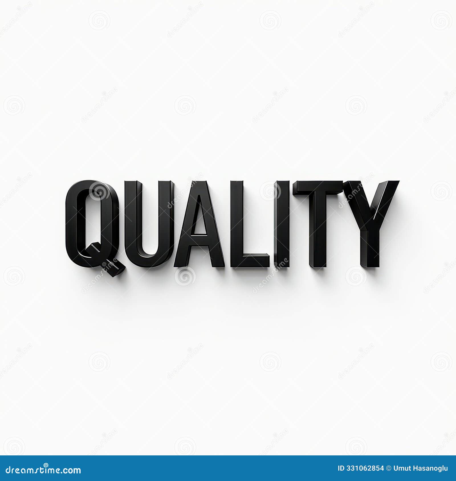 Black 3D Text Spelling QUALITY Against a White Background. Stock ...
