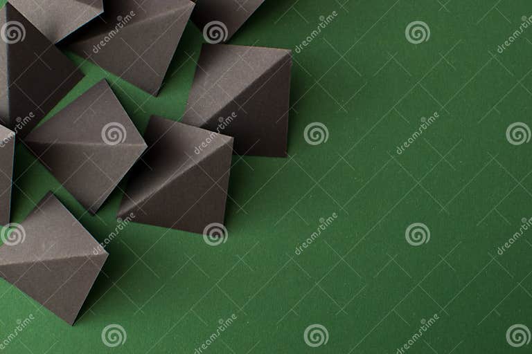 Black 3d Triangle Shapes on Green Background, Copy Space Stock Image ...