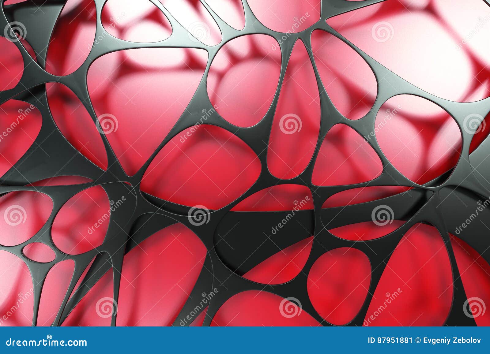 Black 3d Voronoi Organic Structure on Colored Background Stock ...