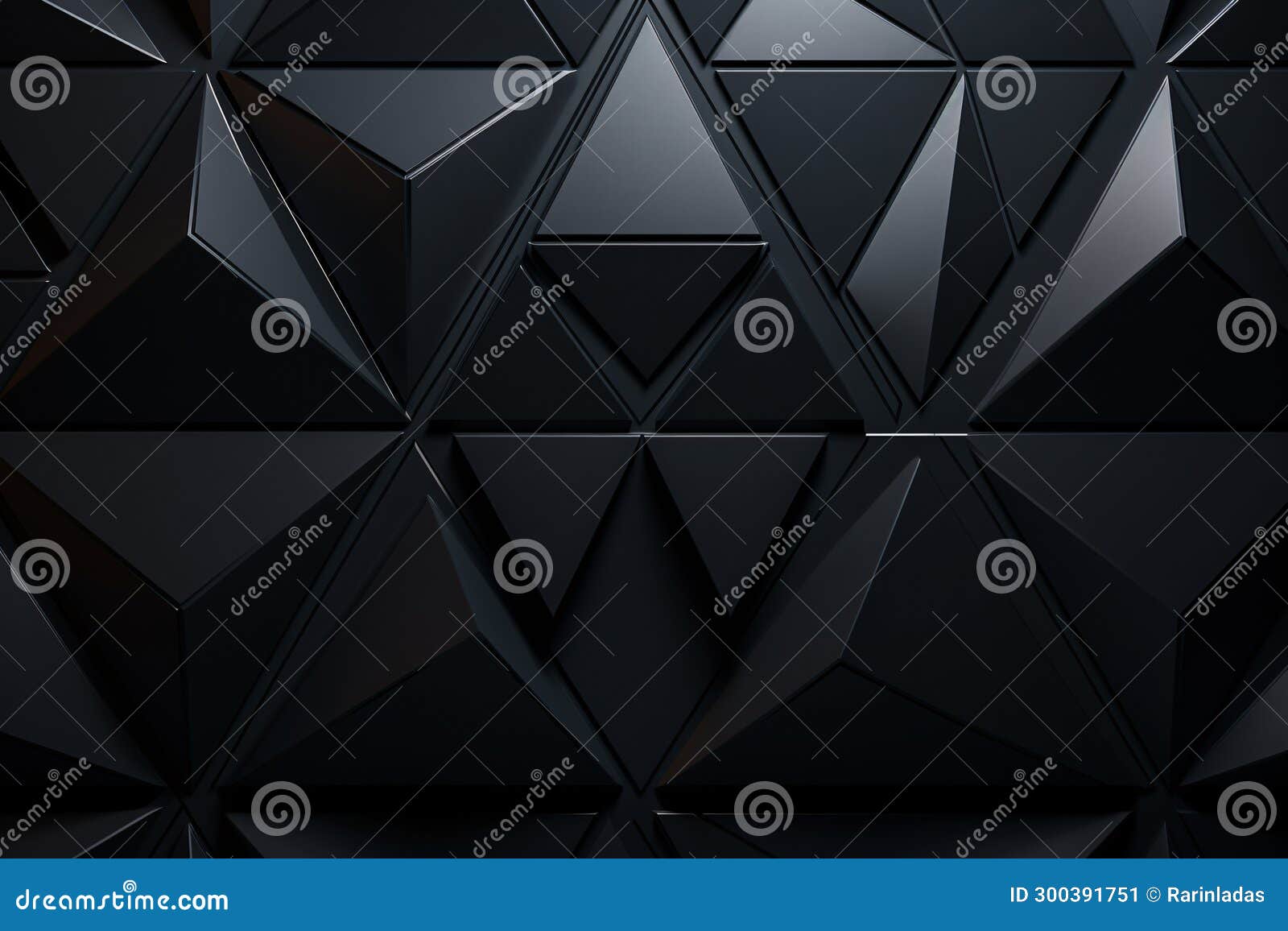.Black 3D Wall with Triangular Tiles, Abstract Geometric Background ...