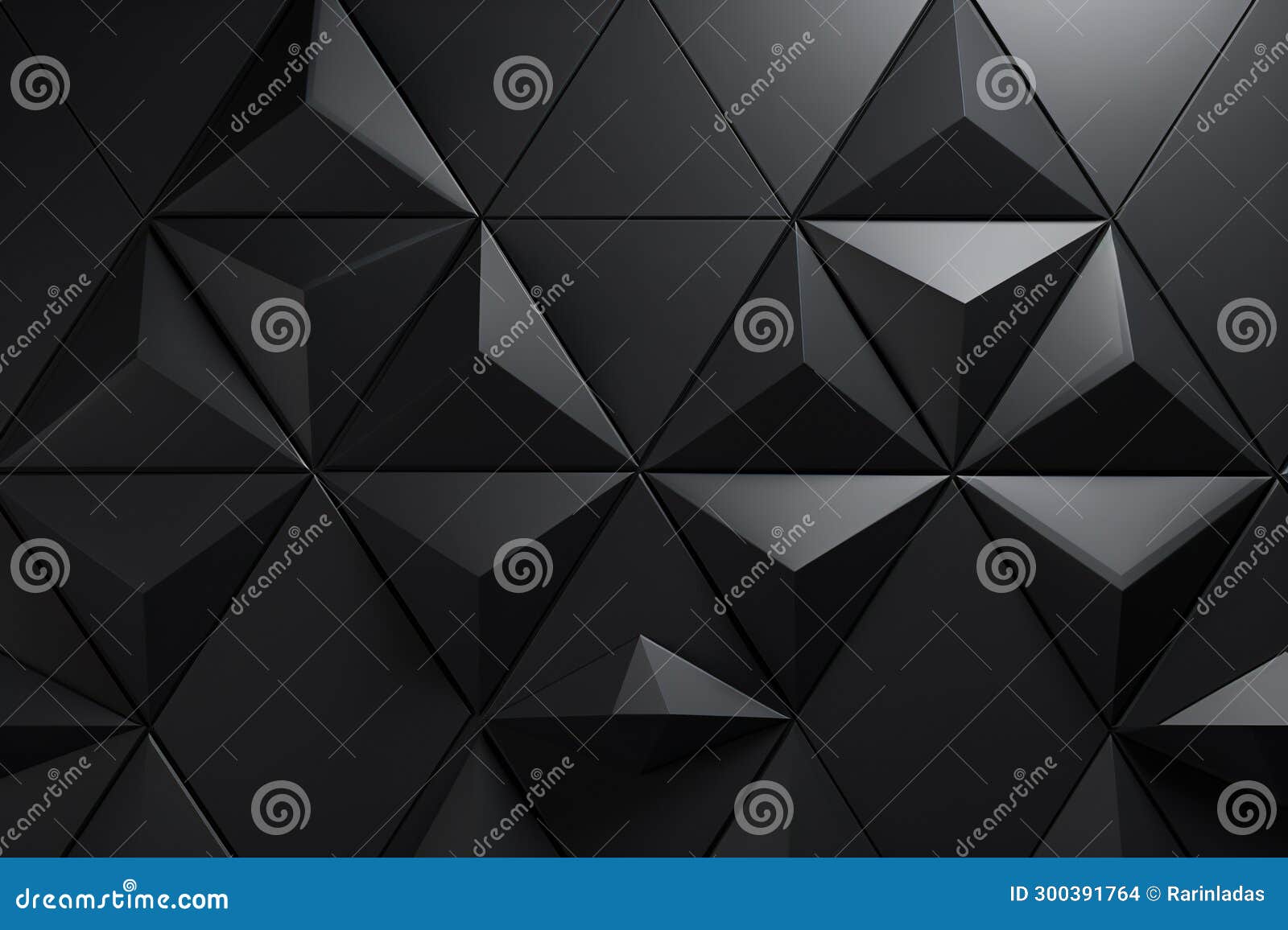 .Black 3D Wall with Triangular Tiles, Abstract Geometric Background ...