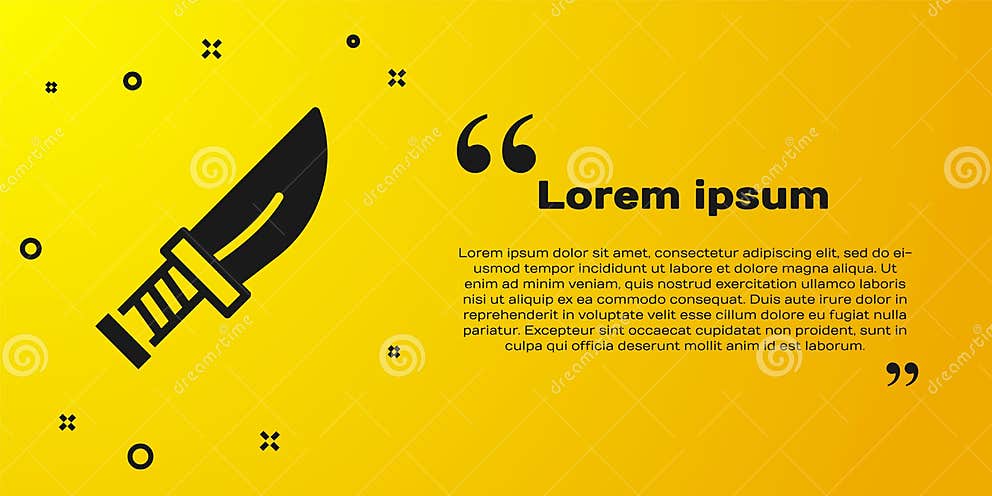 Black Dagger Icon Isolated on Yellow Background. Knife Icon. Sword with ...