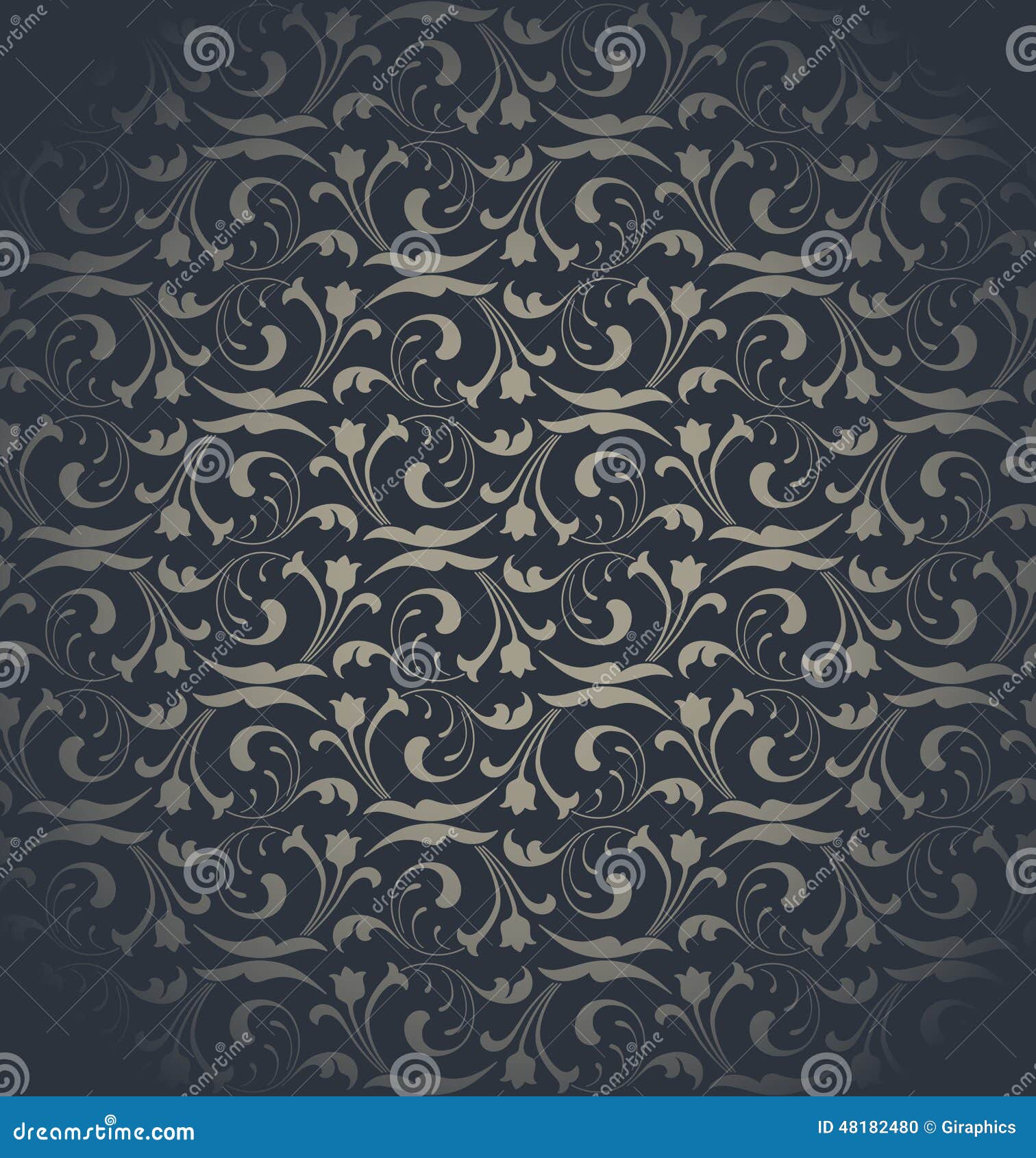 Black Damask Pattern stock vector. Illustration of backdrop - 48182480