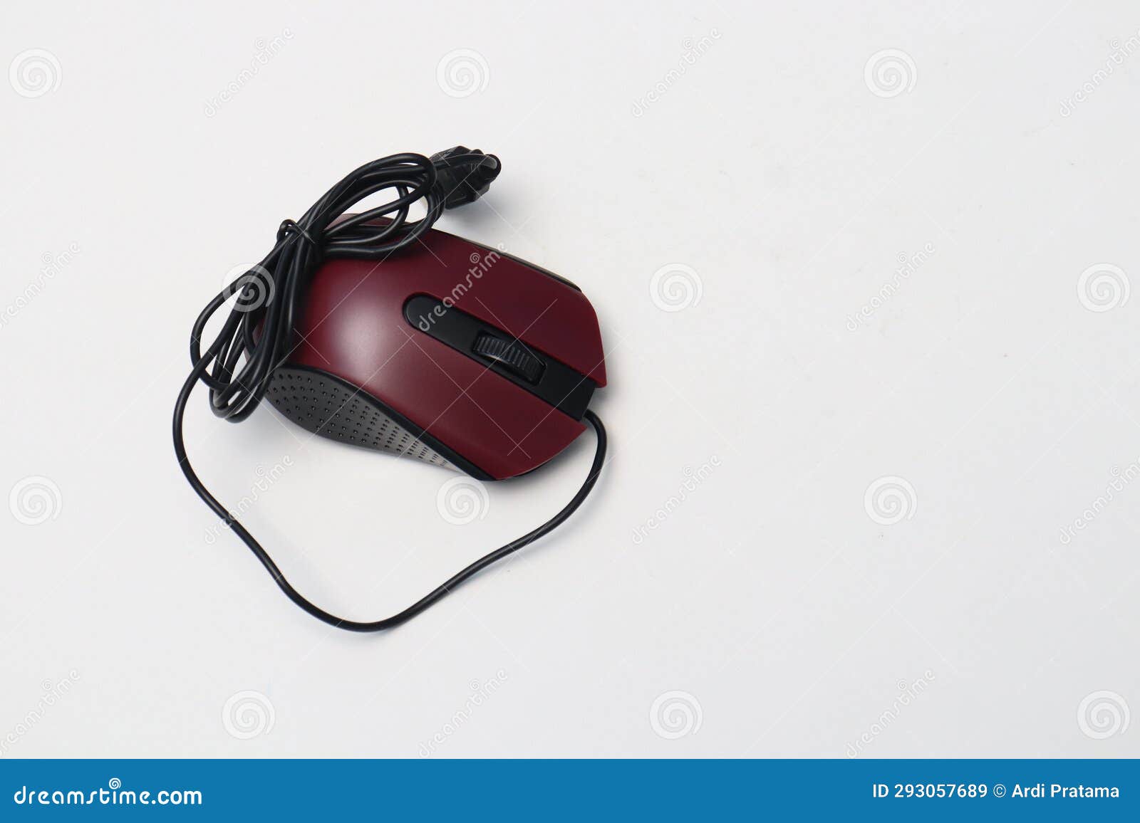Black and Dark Red Optical Mouse, with USB Cable. Stock Image - Image ...