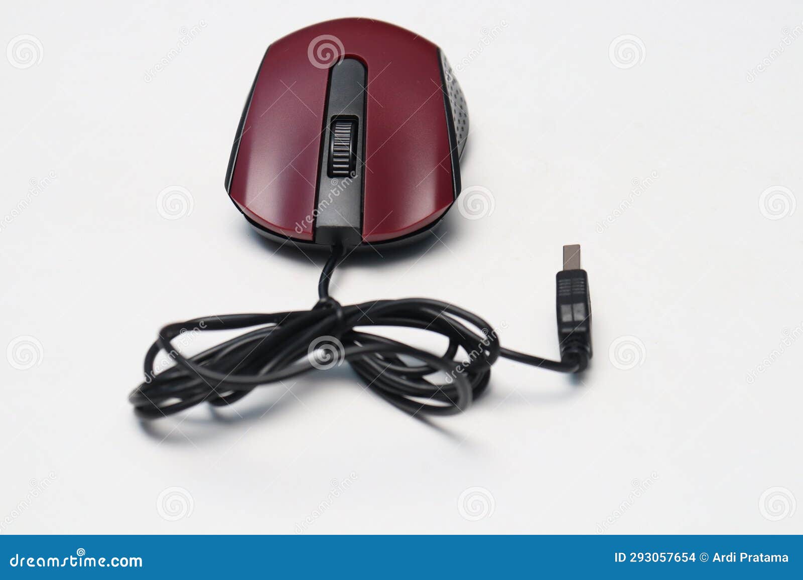 Black and Dark Red Optical Mouse, with USB Cable. Stock Photo - Image ...
