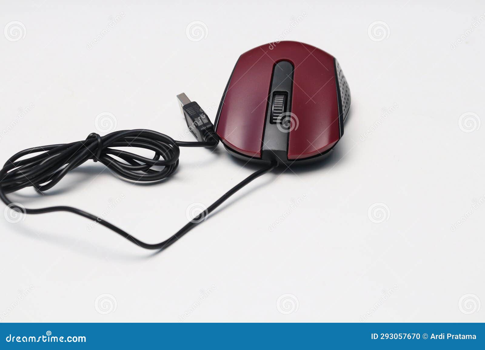 Black and Dark Red Optical Mouse, with USB Cable. Stock Photo - Image ...