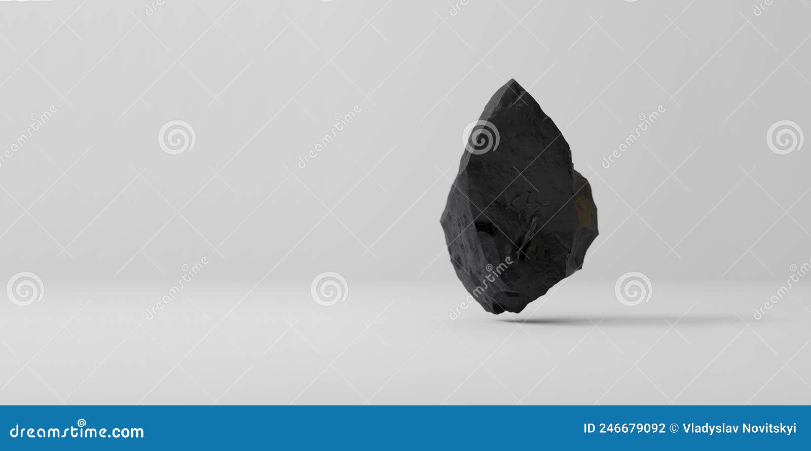 Black or Dark Stone or Rock Fragment Isolated on White Background Stock ...