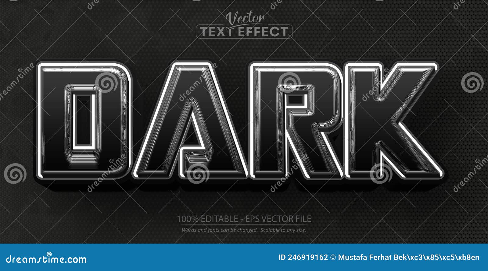 Black, Dark Text Effect, Silver and Black Color Editable Text Style ...