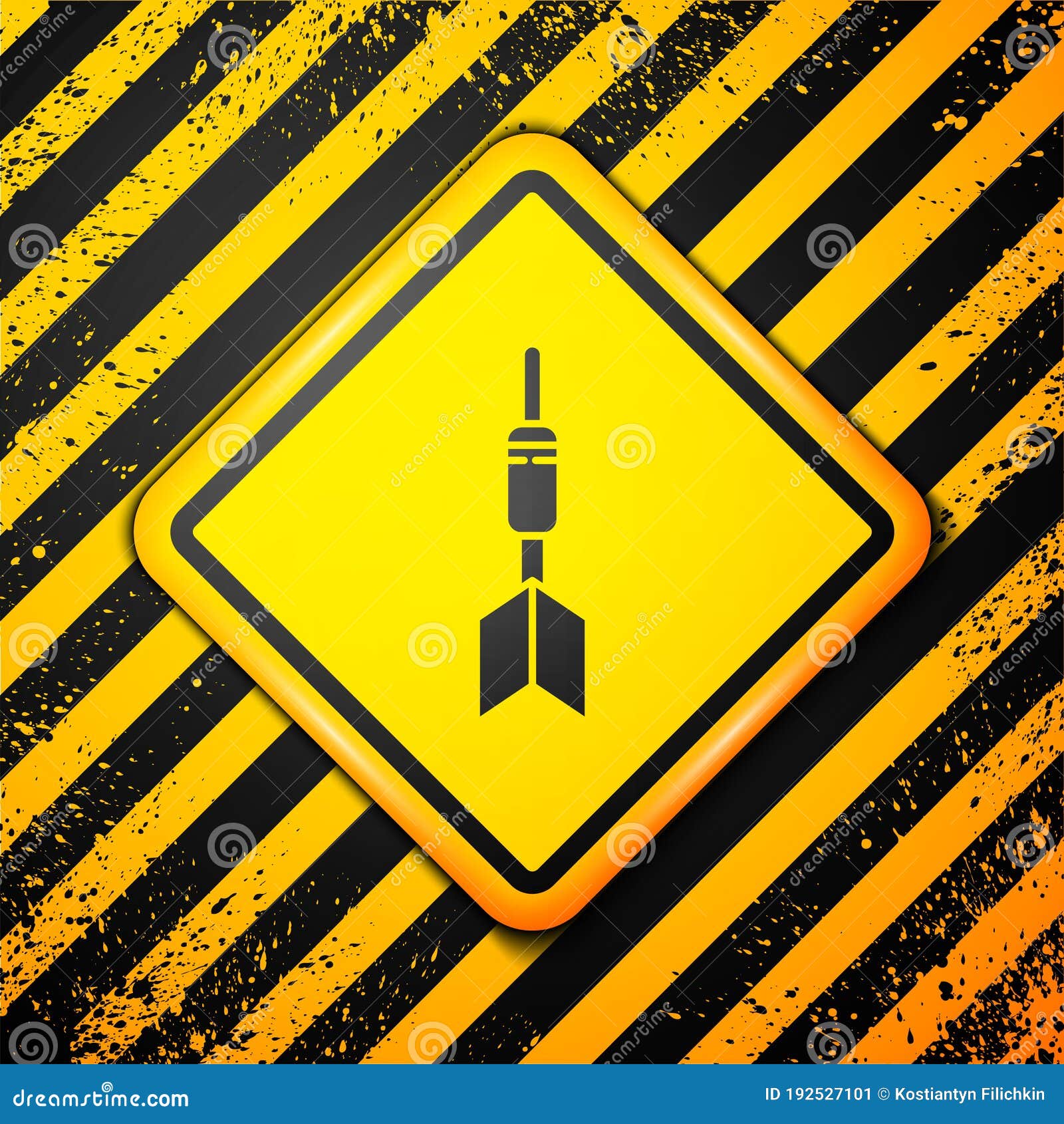 Black Dart Arrow Icon Isolated on Yellow Background. Warning Sign Stock ...
