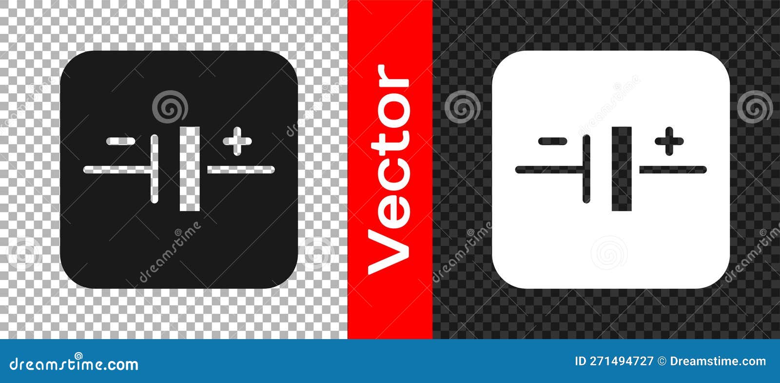 Black DC Voltage Source Icon Isolated on Transparent Background. Vector ...