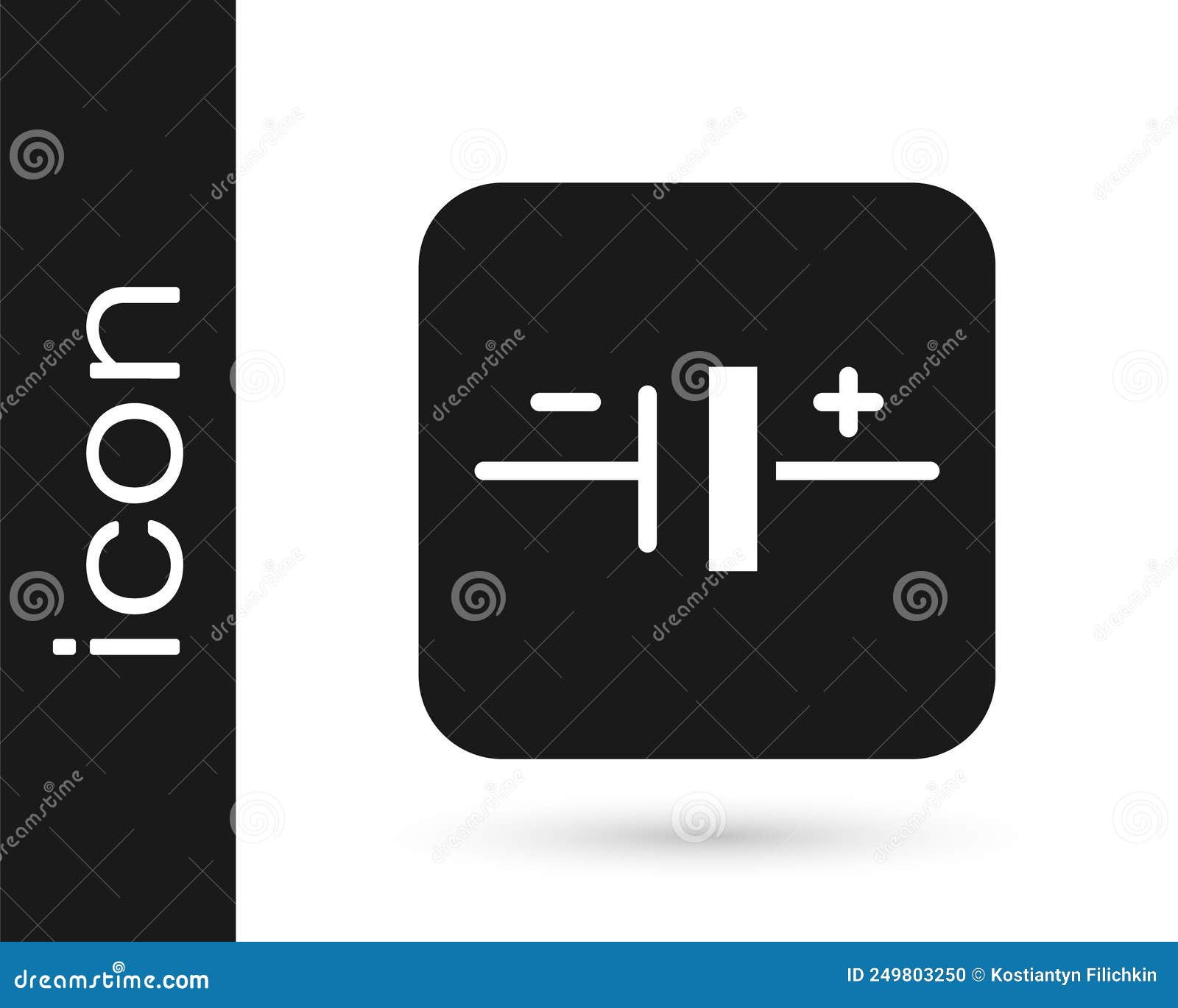 Black DC Voltage Source Icon Isolated on White Background. Vector Stock ...