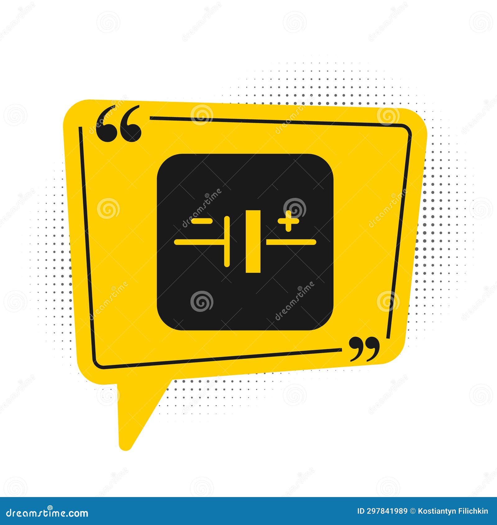 Black DC Voltage Source Icon Isolated on White Background. Yellow ...