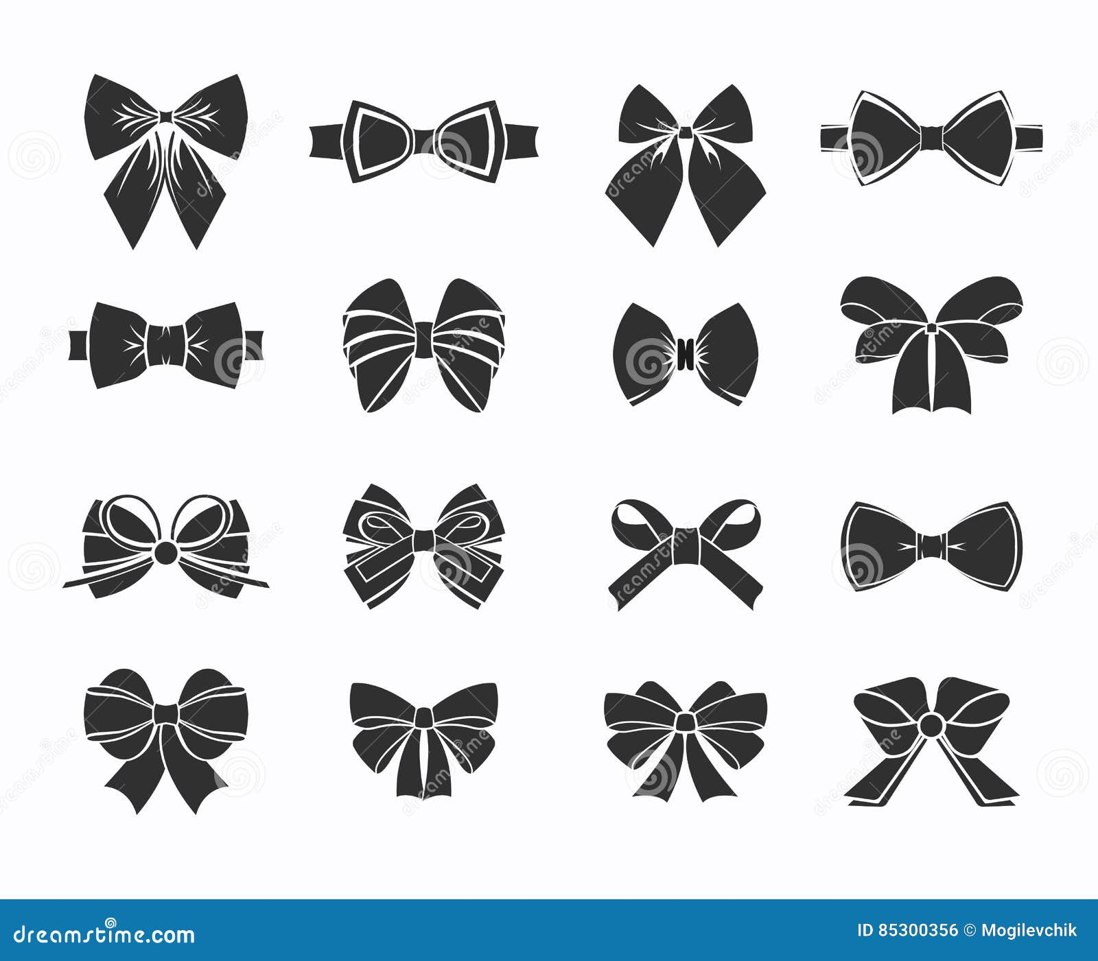 Black Decorative Bows Icons Set Stock Vector - Illustration of ...