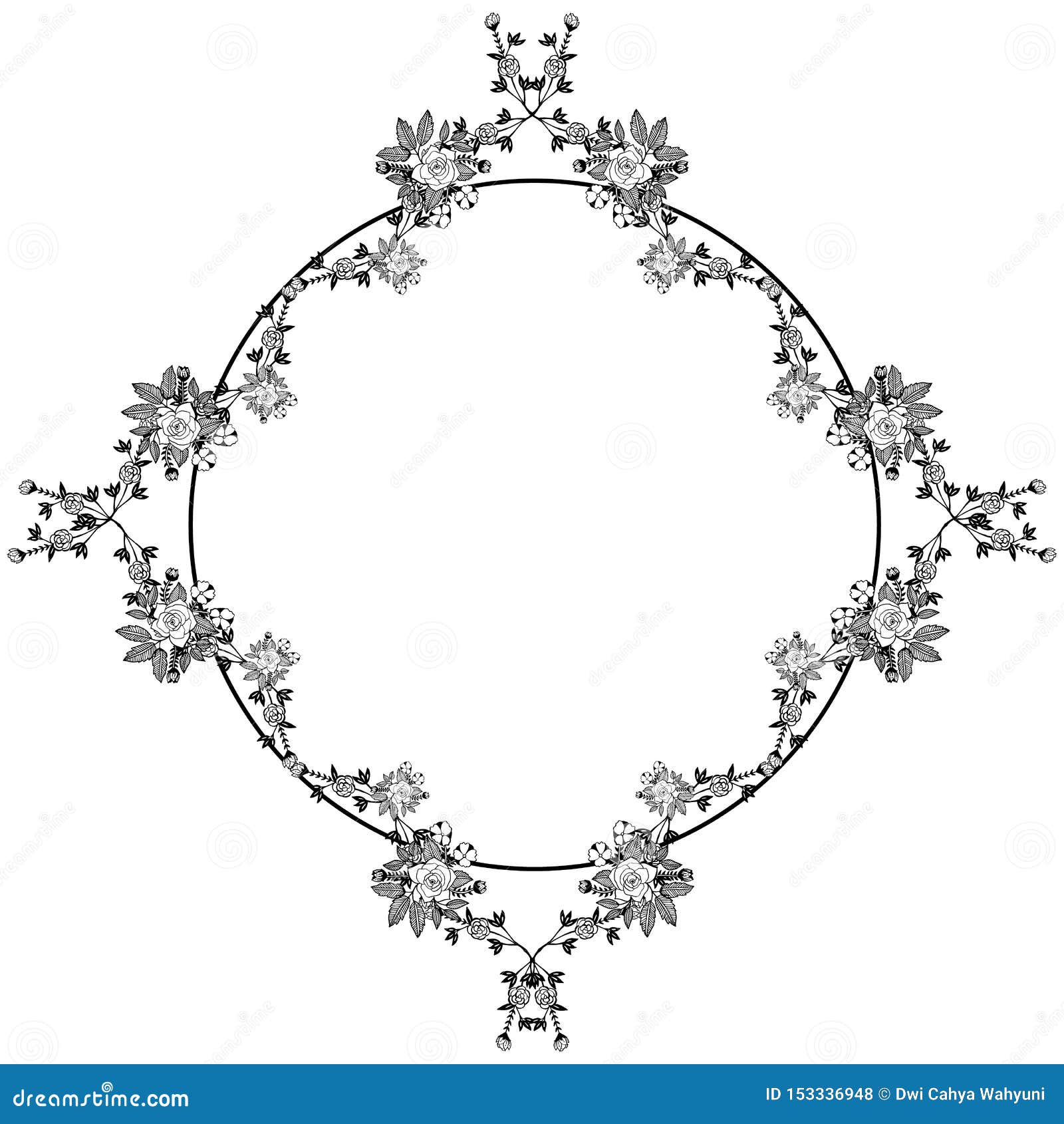 Black Decorative Frame with Abstract Flower Element. Vector Stock ...