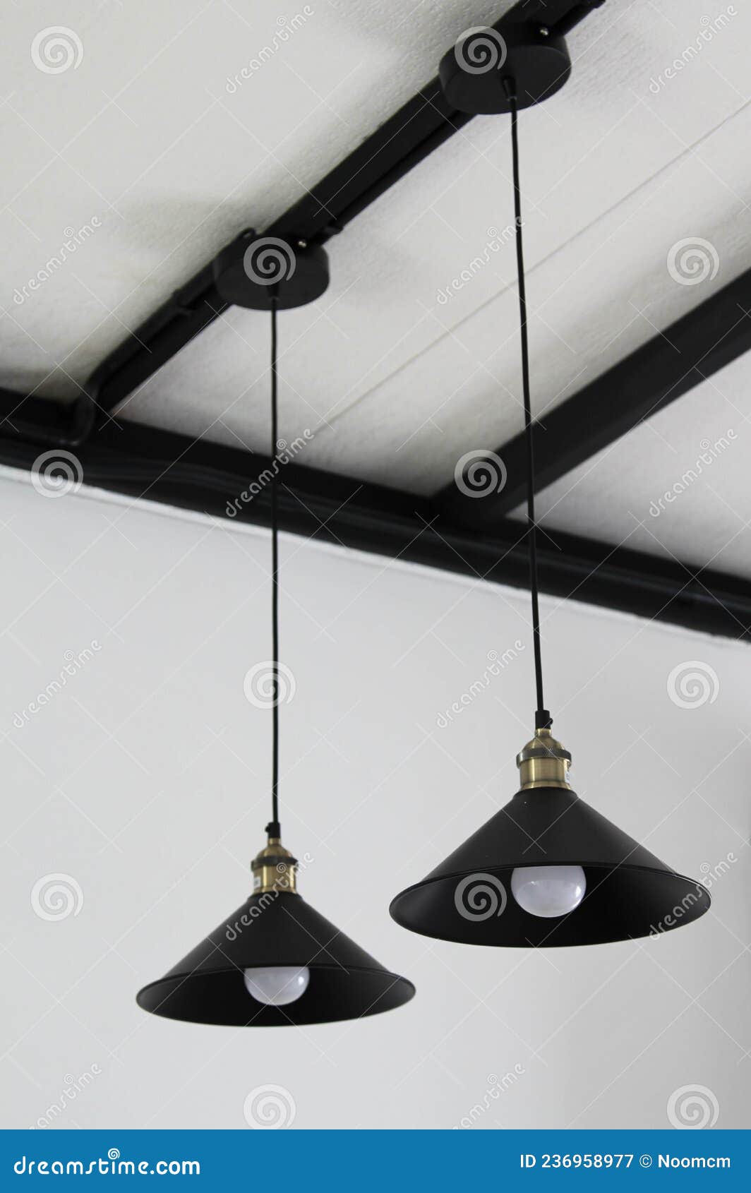 Lamp on Cable Hanging on Ceiling Stock Image - Image of object, lamp ...