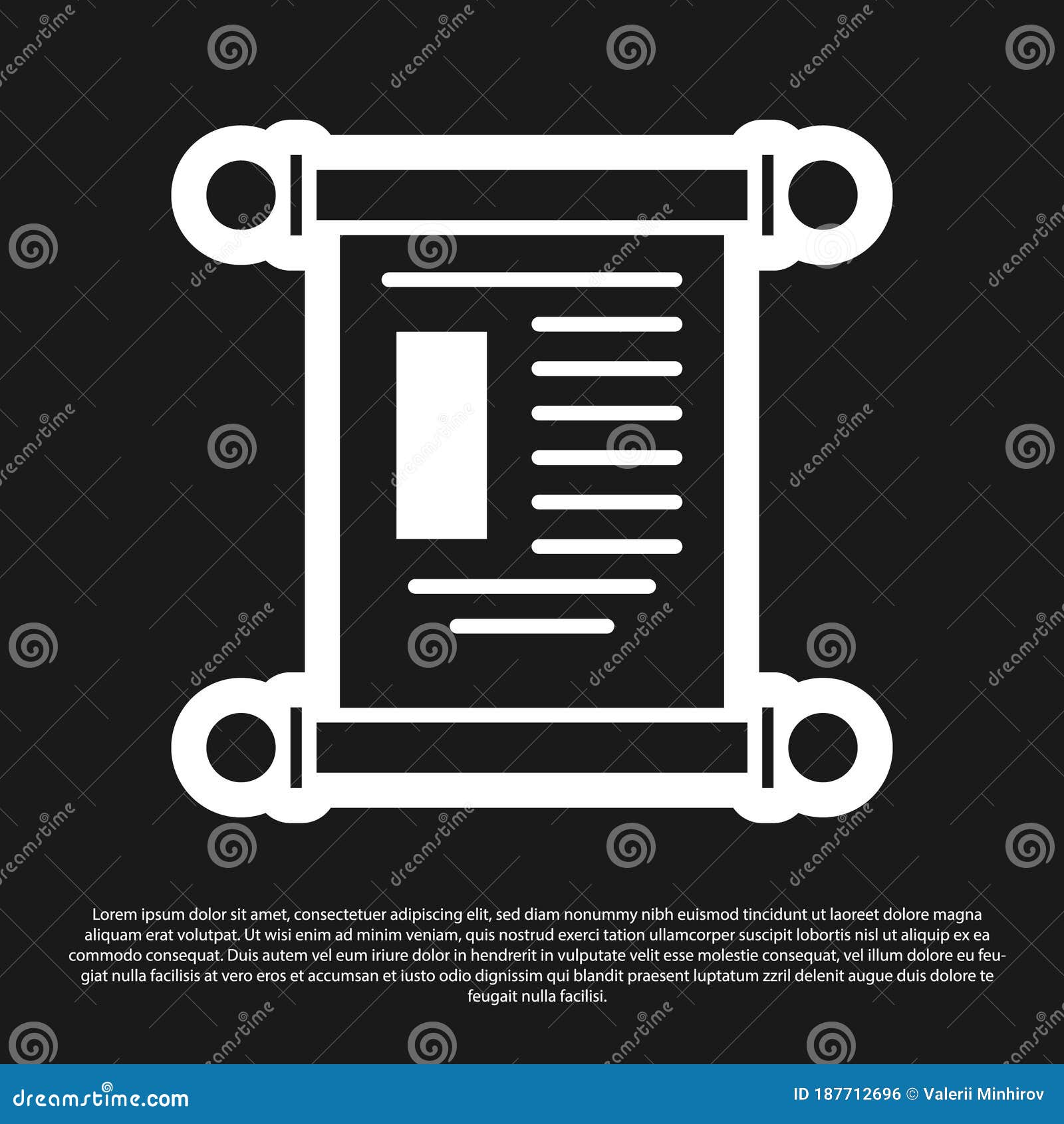 Black Decree, Paper, Parchment, Scroll Icon Icon Isolated on Black ...