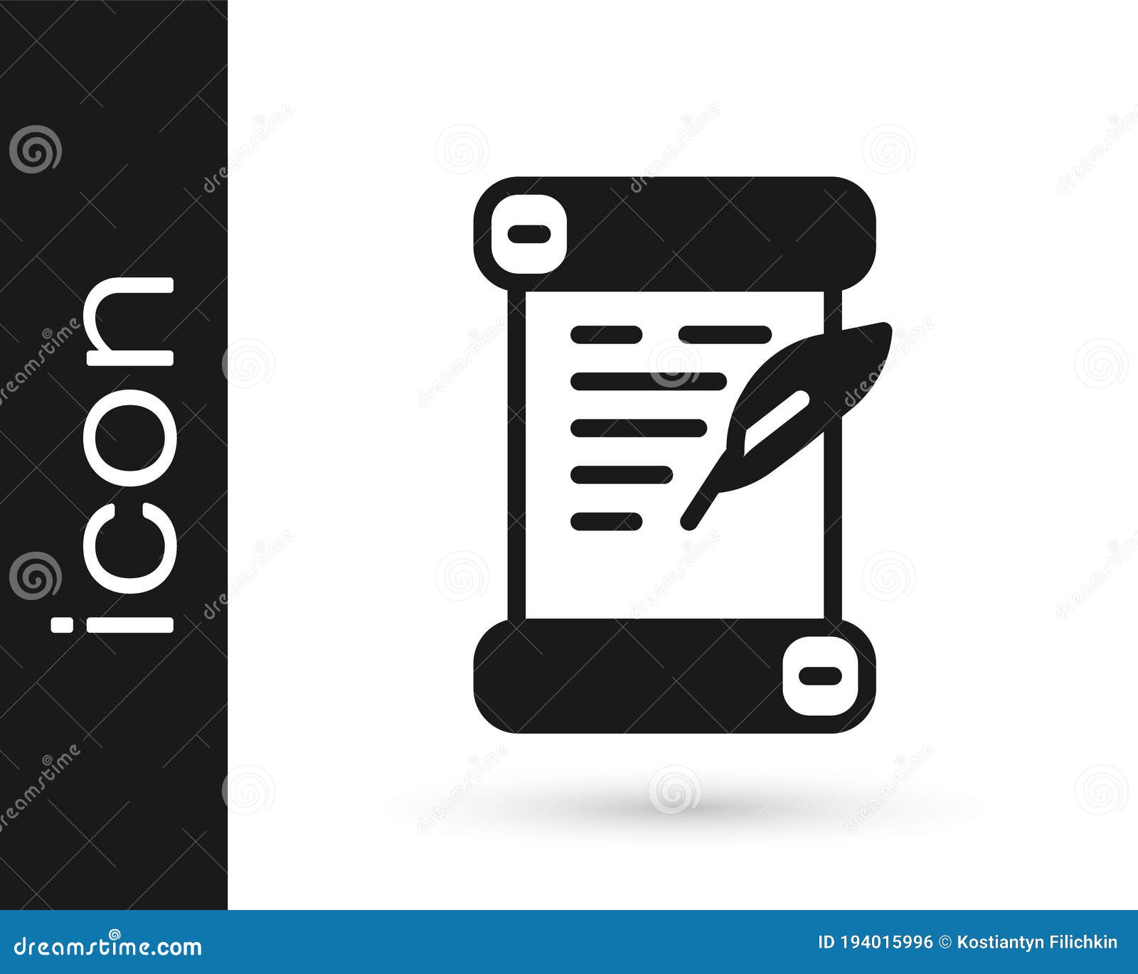 Black Decree, Paper, Parchment, Scroll Icon Icon On White Background ...