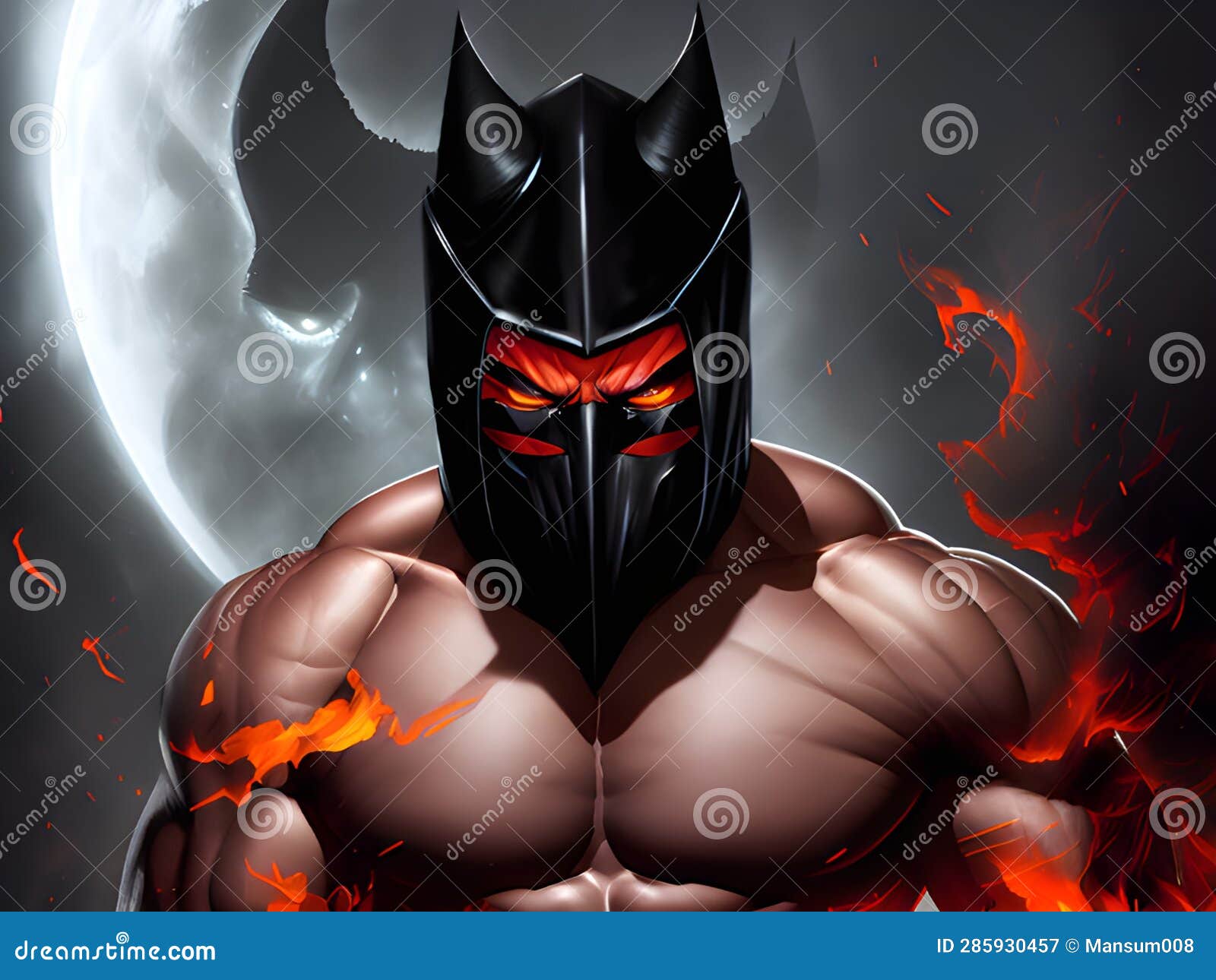 Black Demon with Fire Power on Dark Background, Ai Generated Stock ...