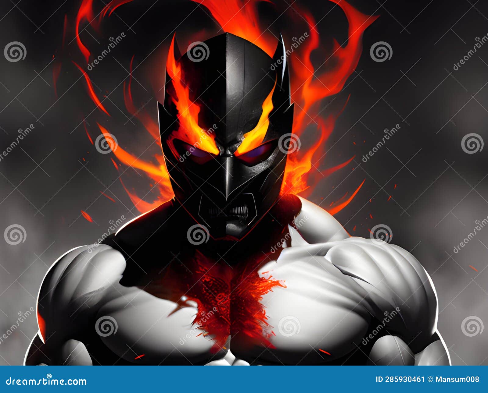 Black Demon with Fire Power on Dark Background, Ai Generated Stock ...