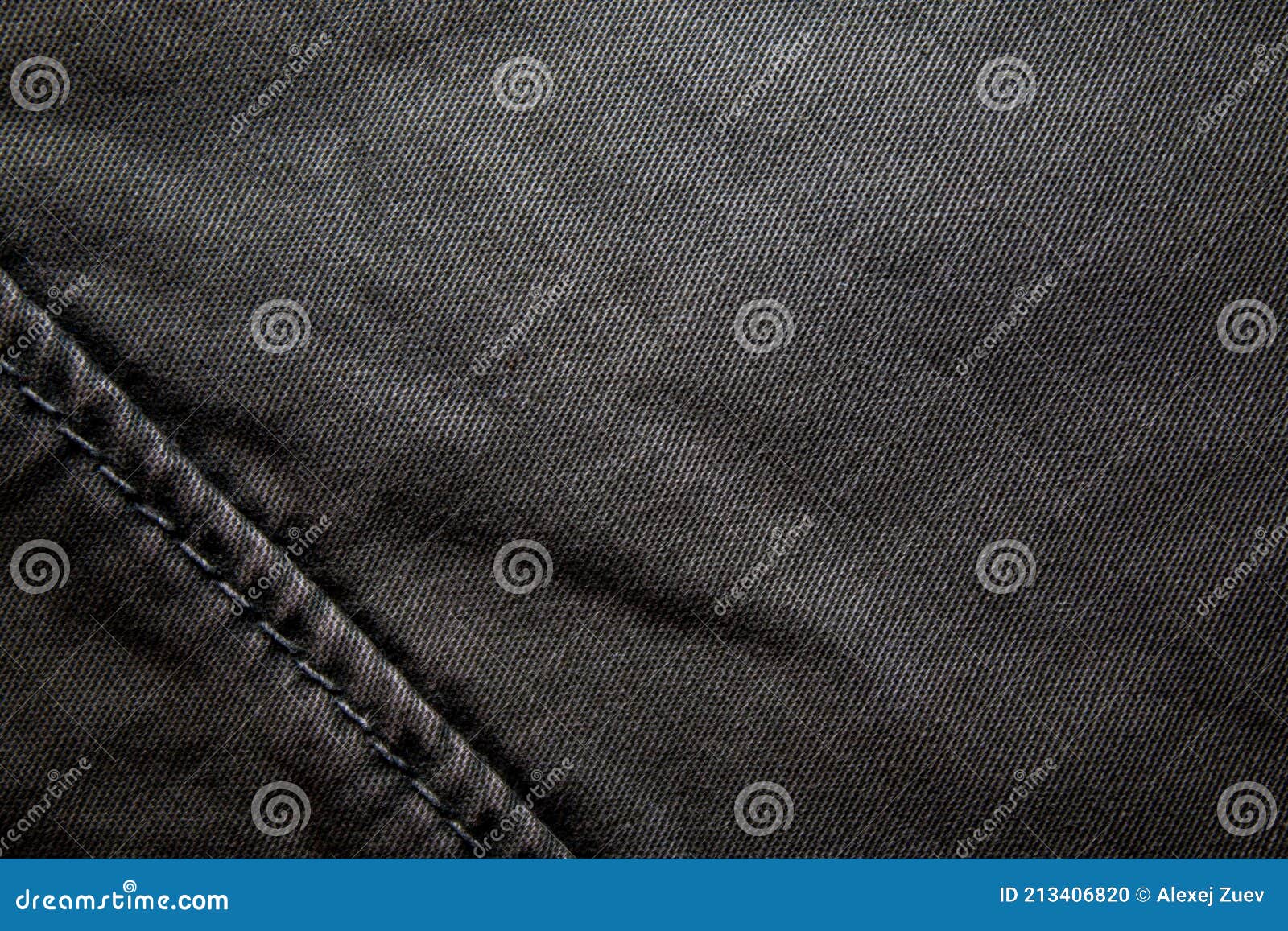 Black Denim with Stitching Details. Stock Photo - Image of macro ...
