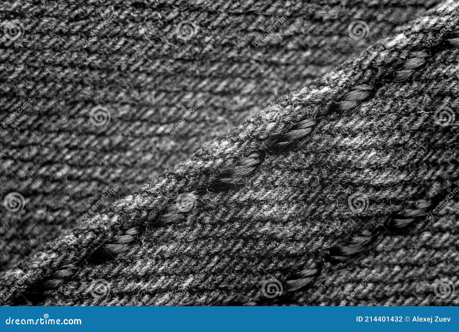 Black Denim with Stitching Details. Stock Photo - Image of stitch ...